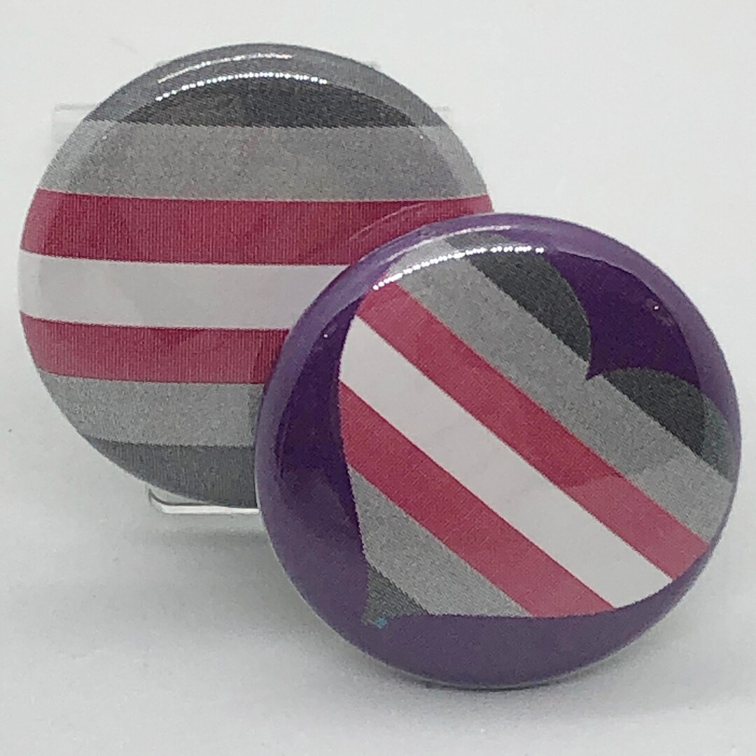 Demigender Flag or Heart (pink) - 1 Inch Pin or Keychain or Zipper Pull ...