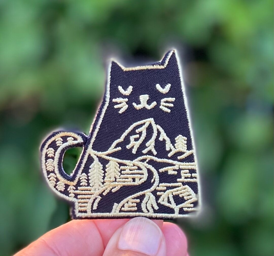Hiking Embroidered Patch - Mountain Kitty Kitten - Etsy