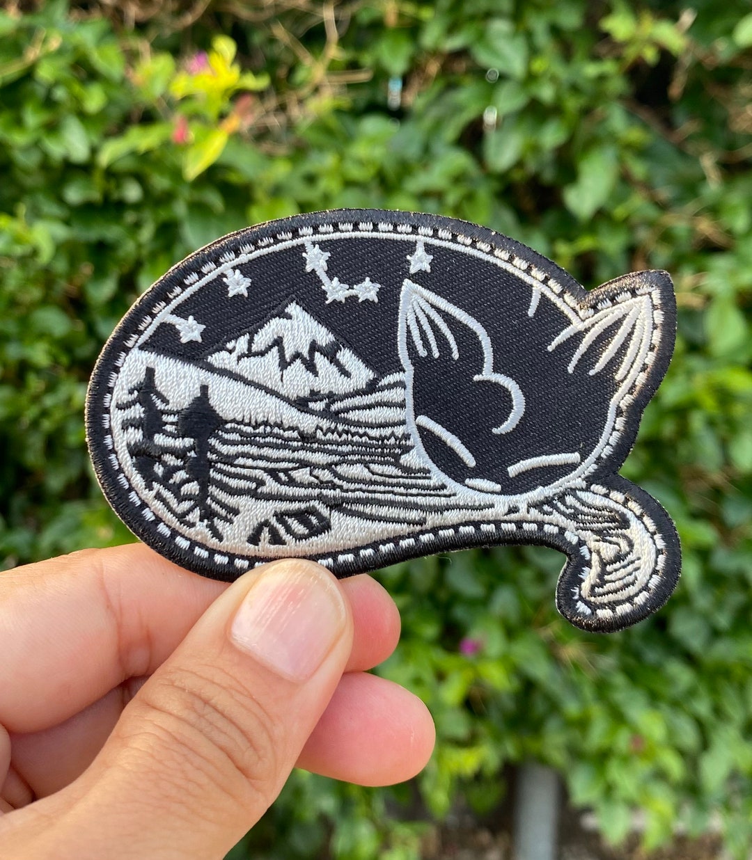 Hiking Embroidered Patch - Mountain Night Star Kitty - Etsy