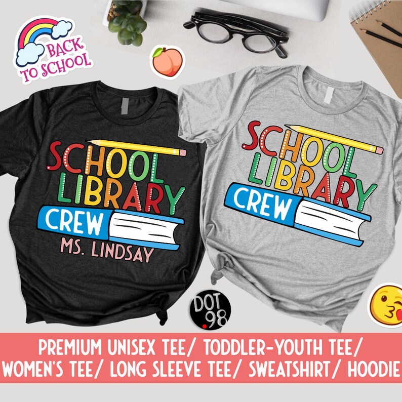 School Library Crew Shirt/ Librarian T-Shirt/ Back to School | Etsy