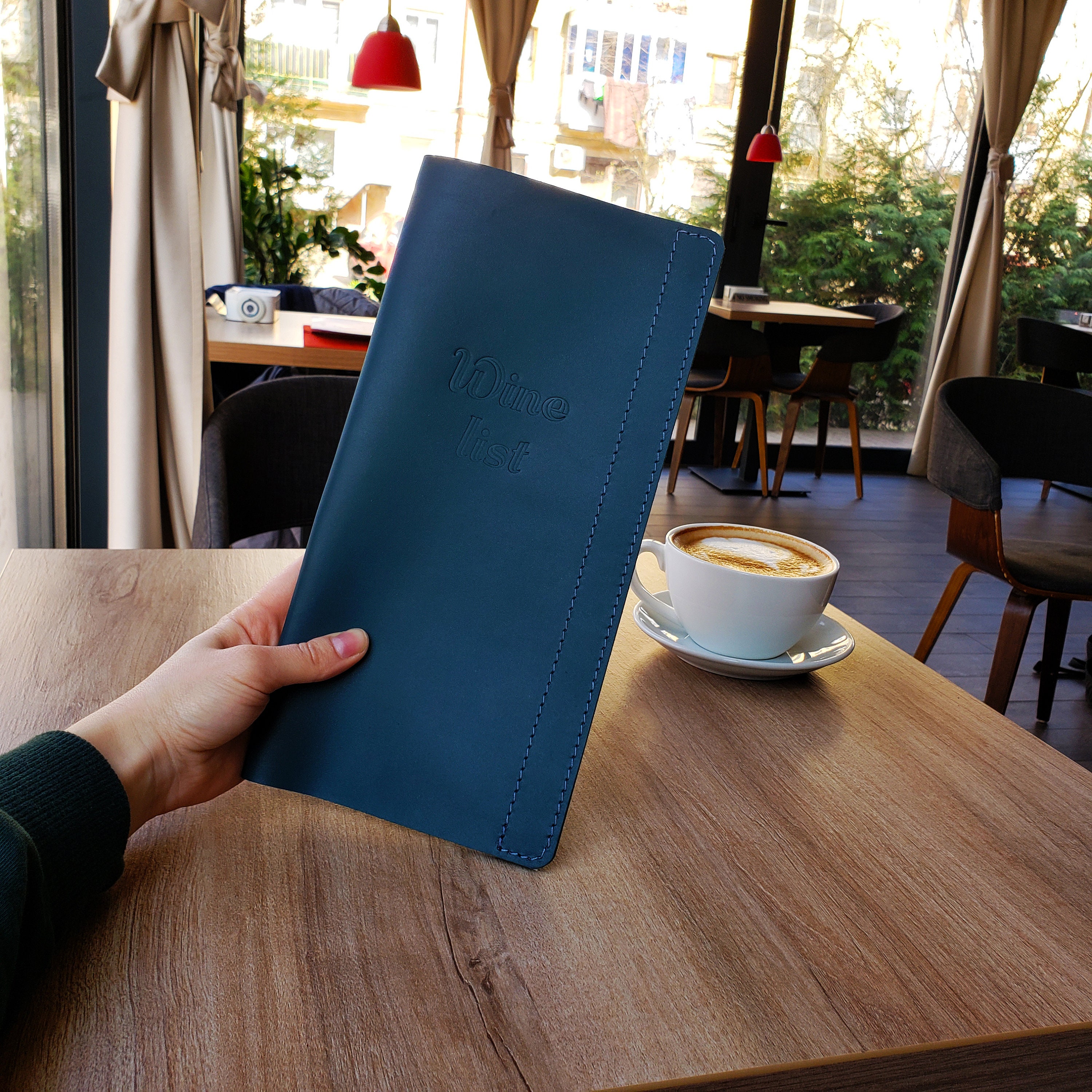 Leather Wine List Menu, Menu Holder With Embossing, Restaurant Menu ...