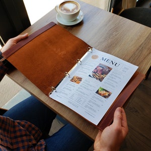 Leather Menu Cover A4 With Ring Binder Mechanism Menu Holder With ...