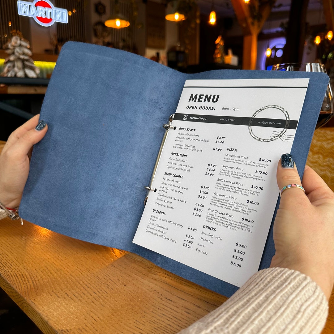 Leather Menu Cover With Binder, Restaurant Menu Cover, Cafe Bar Menu ...