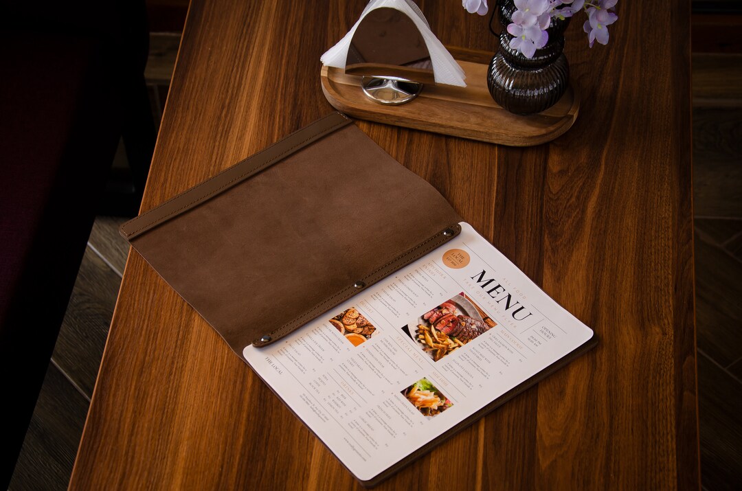 Restaurant A4 Leather Cover Menu With Clamping Strip, Cafe Bar Menu ...