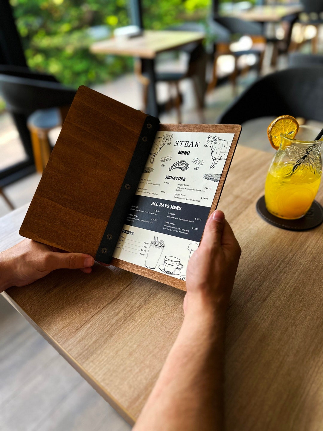 Wooden Menu Folder A4, Letter, A5, 8.5x5.5, Engraved Menu Holder ...