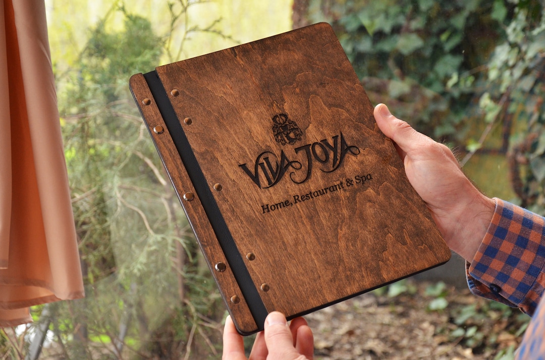 Cartella menu in legno A4, Lettera, A5, 8,5x5,5, Porta menu inciso ...