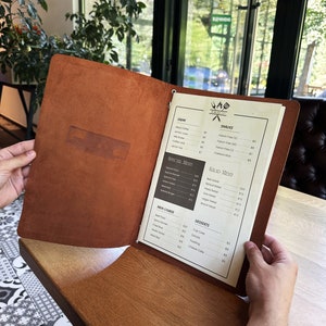 Leather Menu Cover A4 With Elastic Center Holder Menu Holder With ...