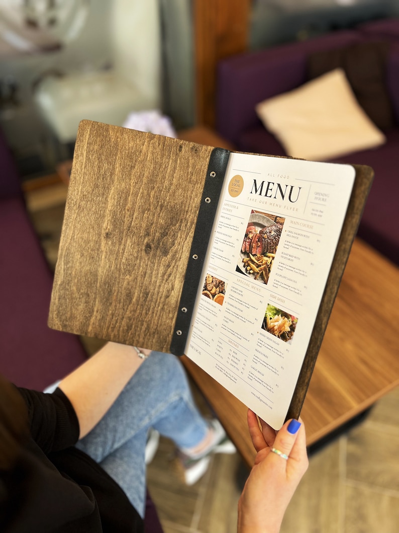 Wooden Menu Folder A4 Letter A5 8.5x5.5 Engraved Menu - Etsy