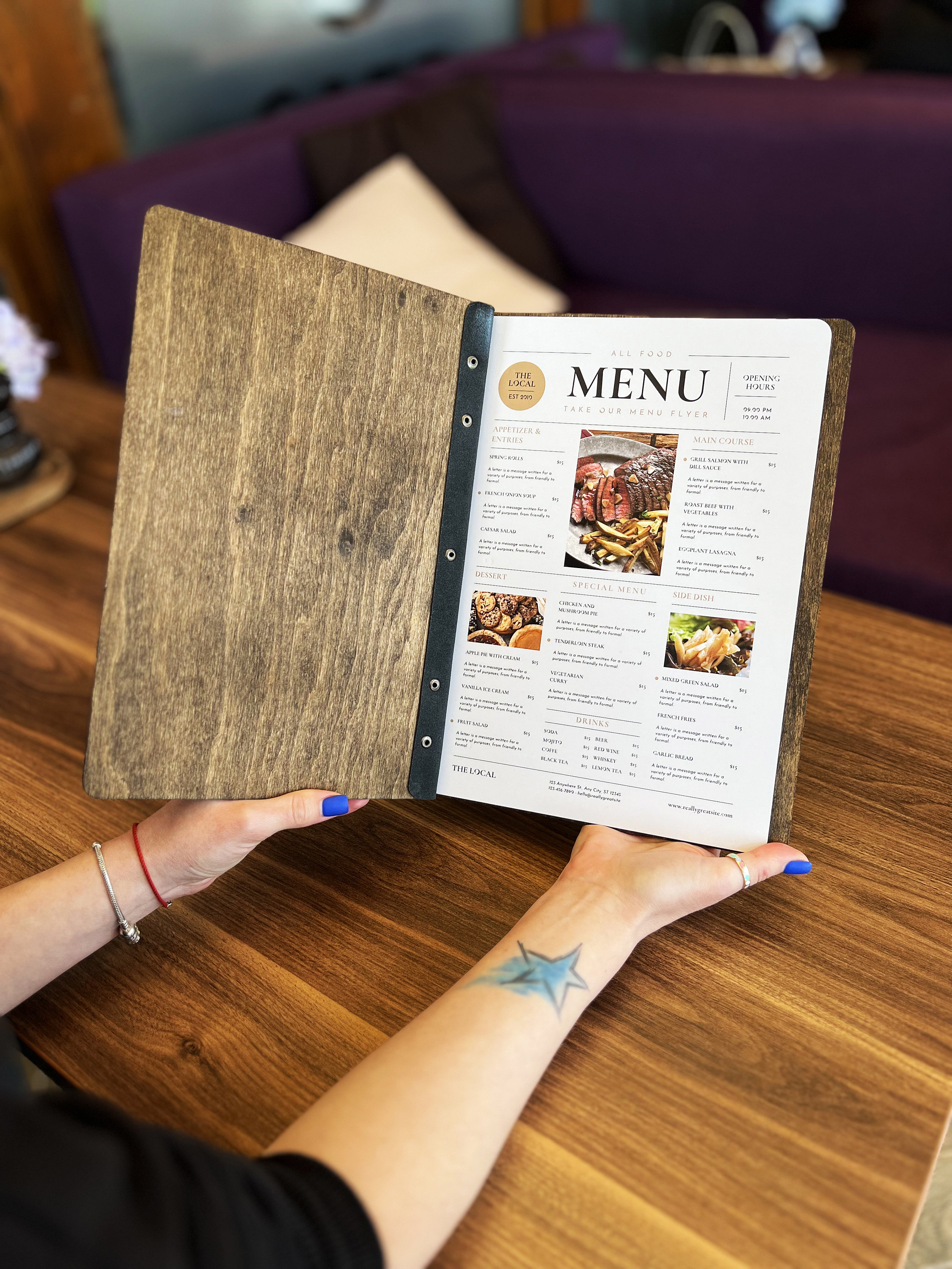Wooden Menu Folder A4 Letter A5 8.5x5.5 Engraved Menu - Etsy Australia