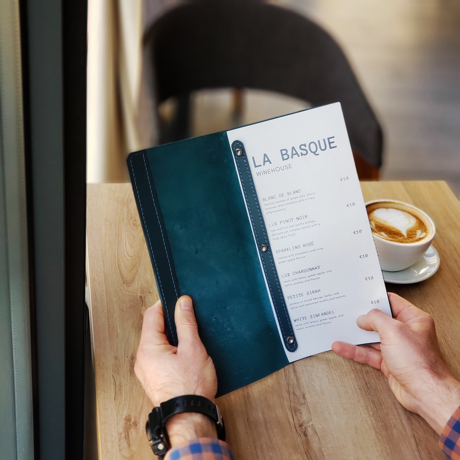 Leather Wine List Menu, Menu Holder With Embossing, Restaurant Menu ...