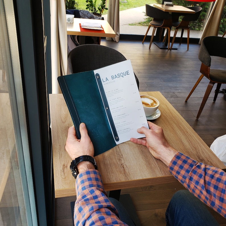 Leather Wine List Menu Menu Holder With Embossing Restaurant - Etsy