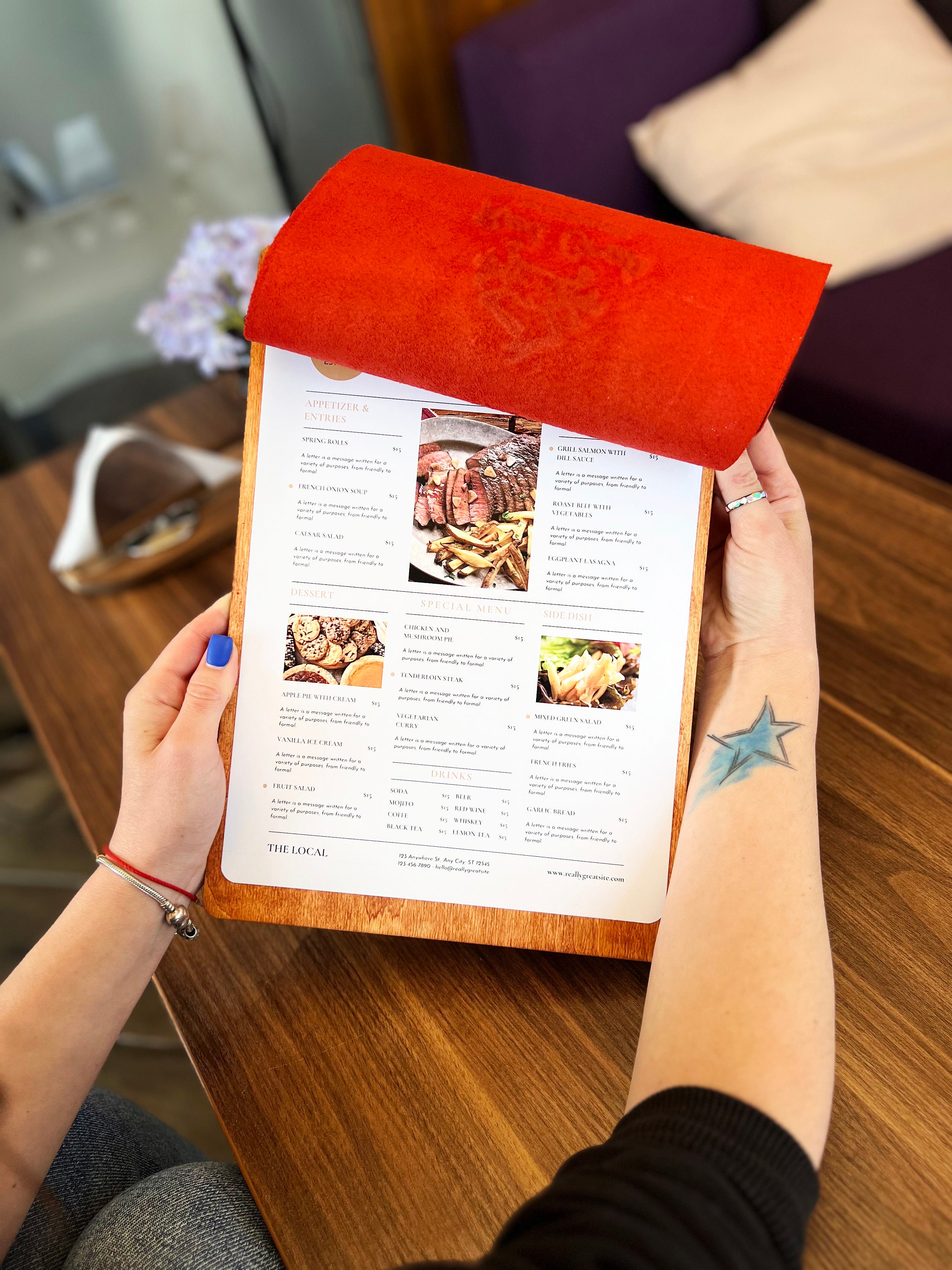 Wooden Menu Holder With Leather Cover A4 Menu Cover With - Etsy