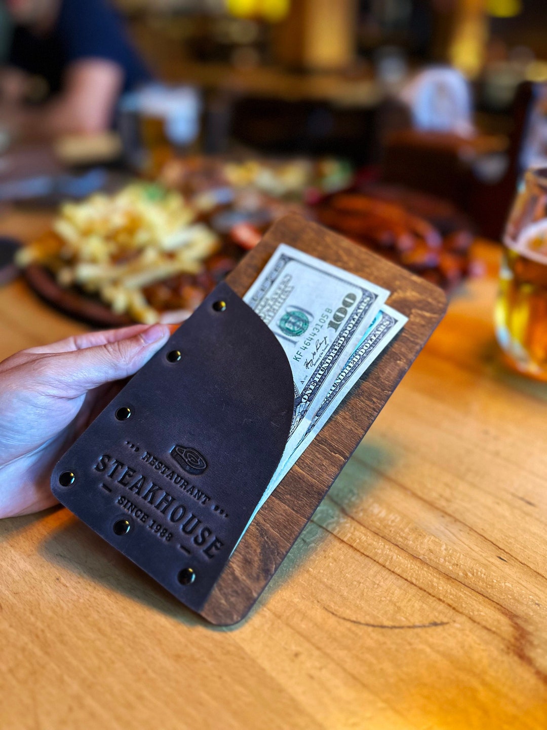 Wooden Bill Holder, Check Holder for Restaurant, Unique Check Presenter ...