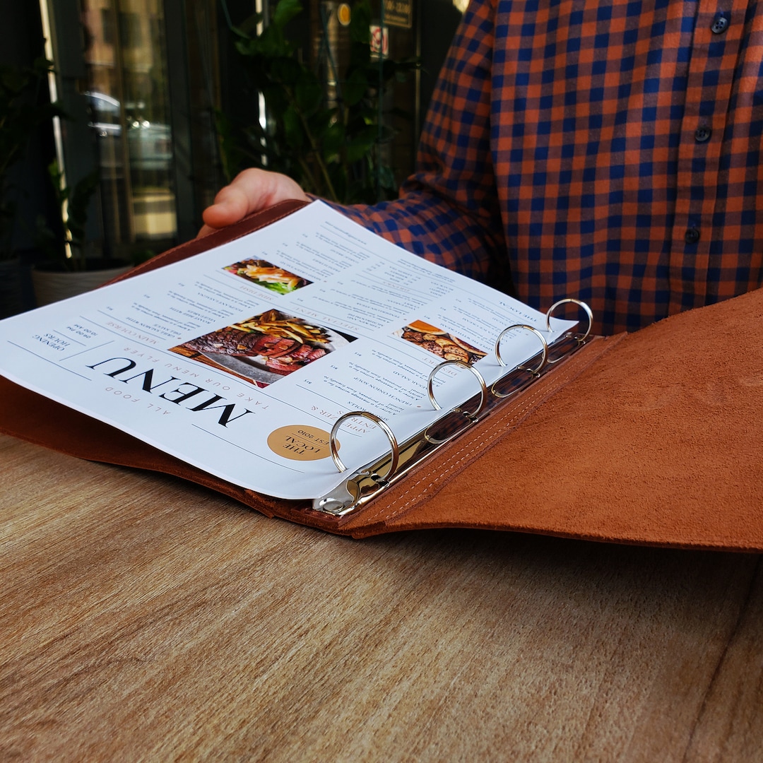 Leather Menu Cover A4 With Ring Binder Mechanism Menu Holder With ...