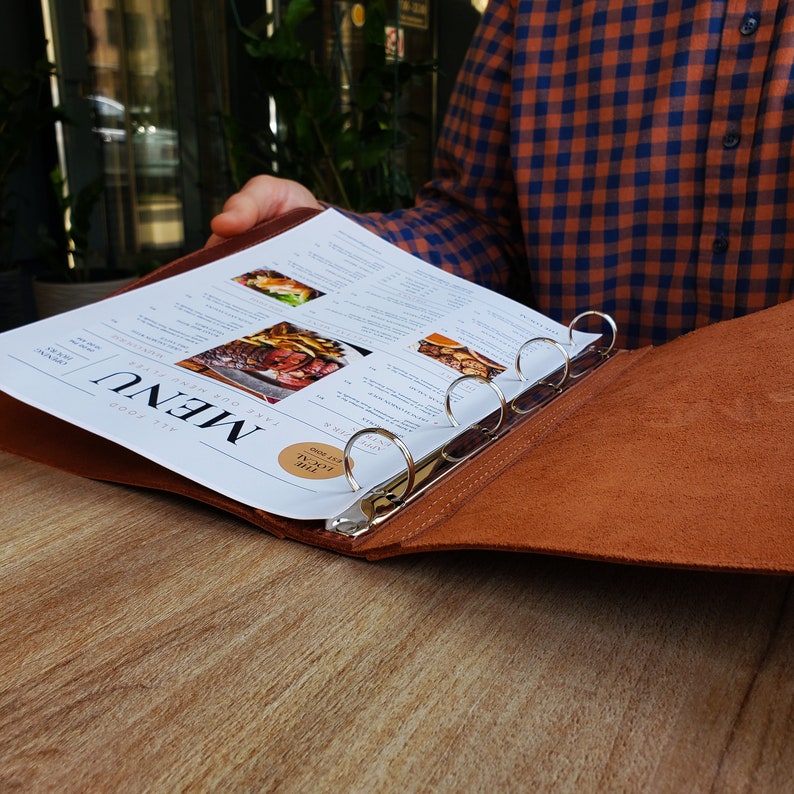 Leather Menu Cover A4 With Ring Binder Mechanism Menu Holder With ...