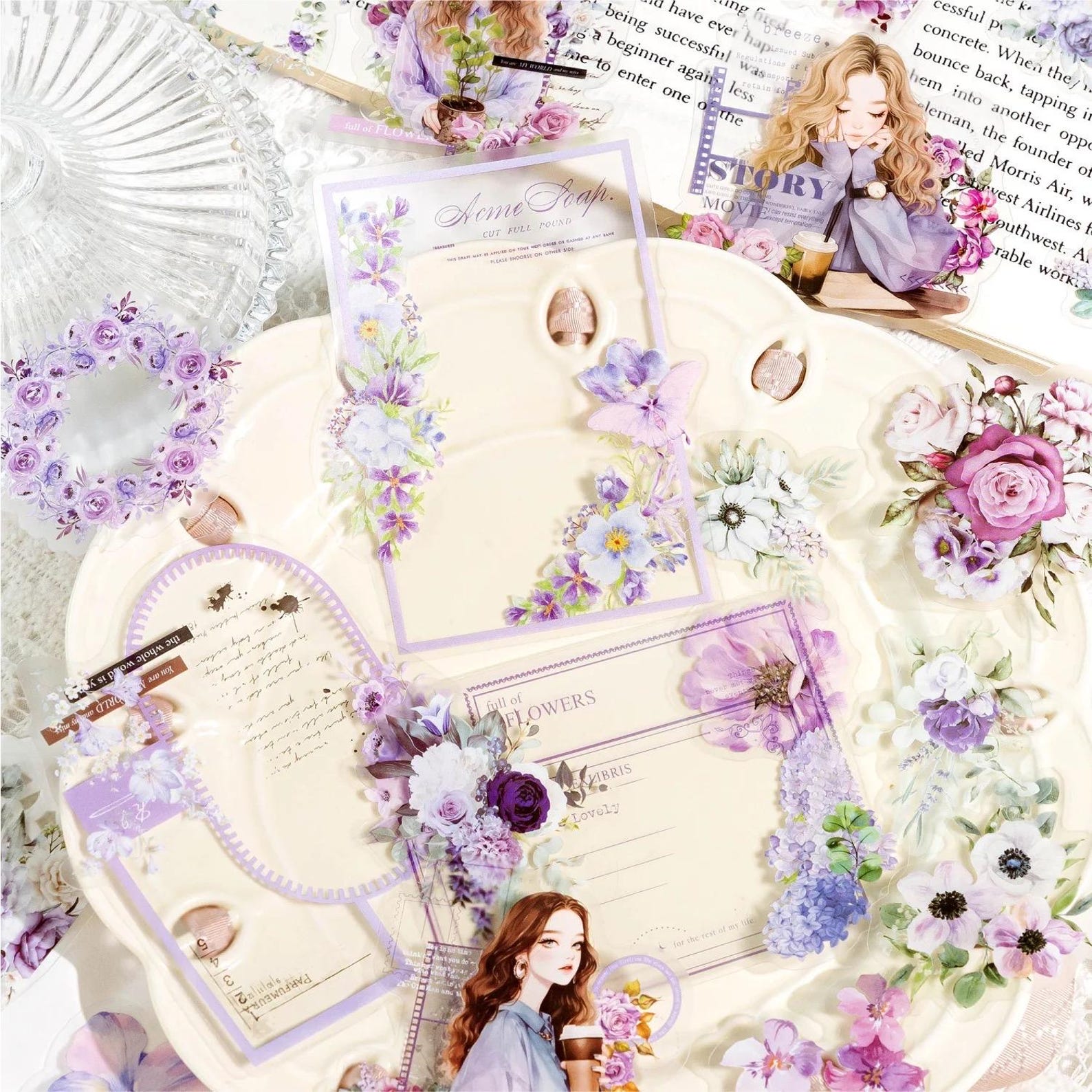 20 Sheets/pack of Transparant Stickers Flowers Girl - Etsy