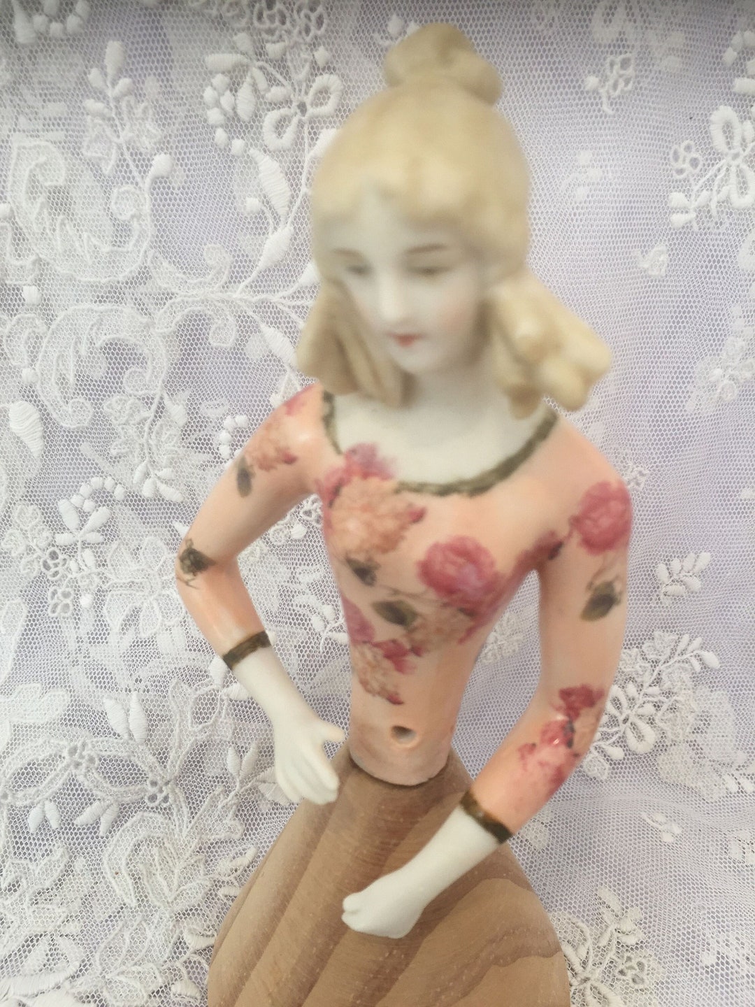 Antique Reproduction Dressel & Kister Half Doll eloise Approx 9 Cms Tall Painted in Angel Glow ...