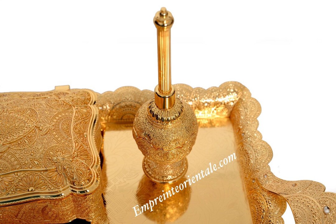 Mrach Zhar Container in Gilded Metal With Oriental Motifs - Etsy
