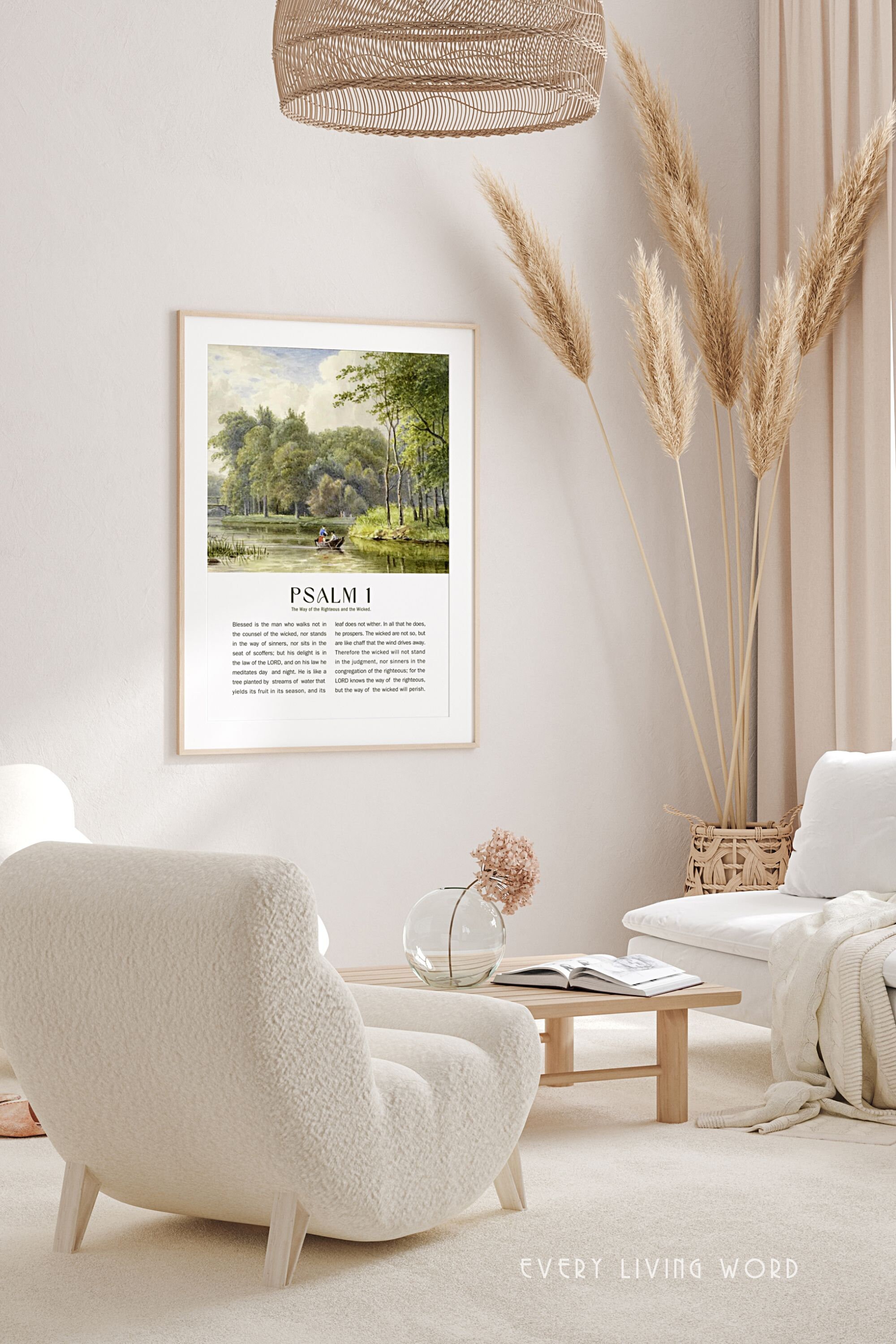 Psalm 1 Poster, Blessed is the Man Christian Wall Art, Scripture Wall ...