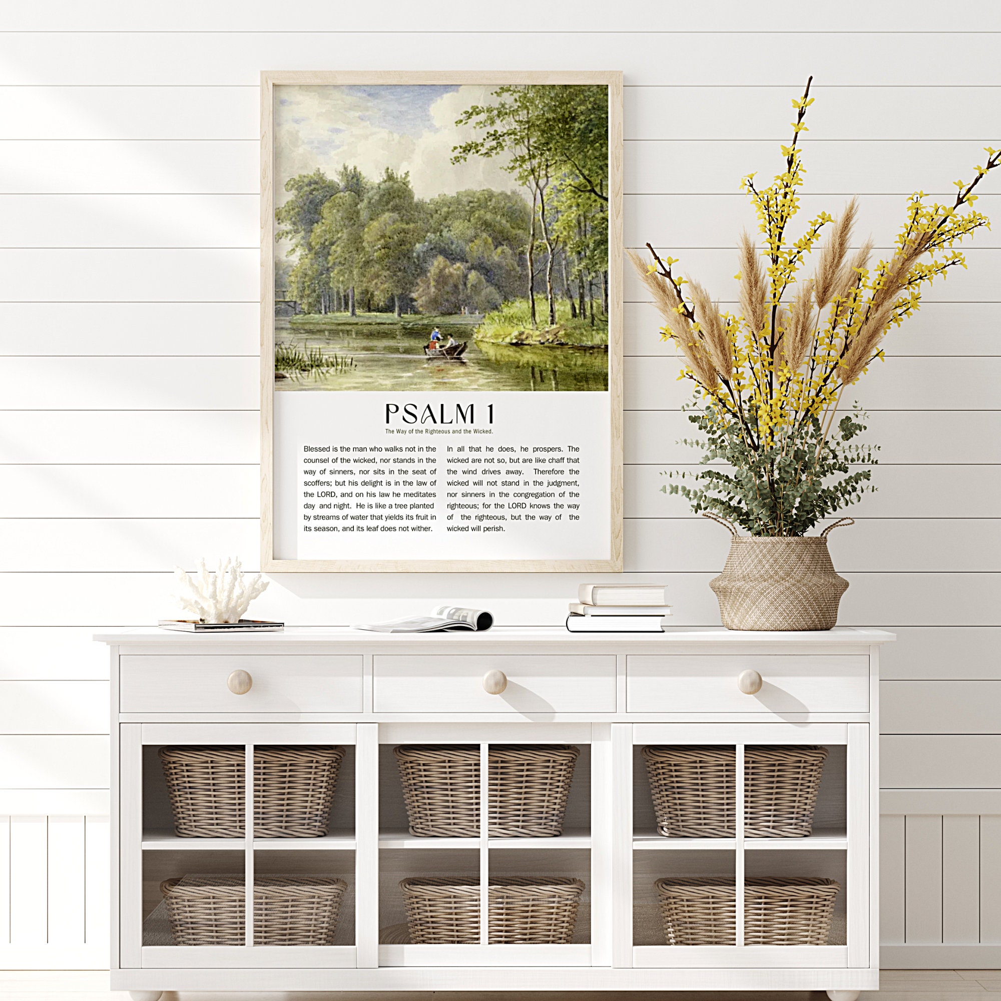 Psalm 1 Poster, Blessed is the Man Christian Wall Art, Scripture Wall ...