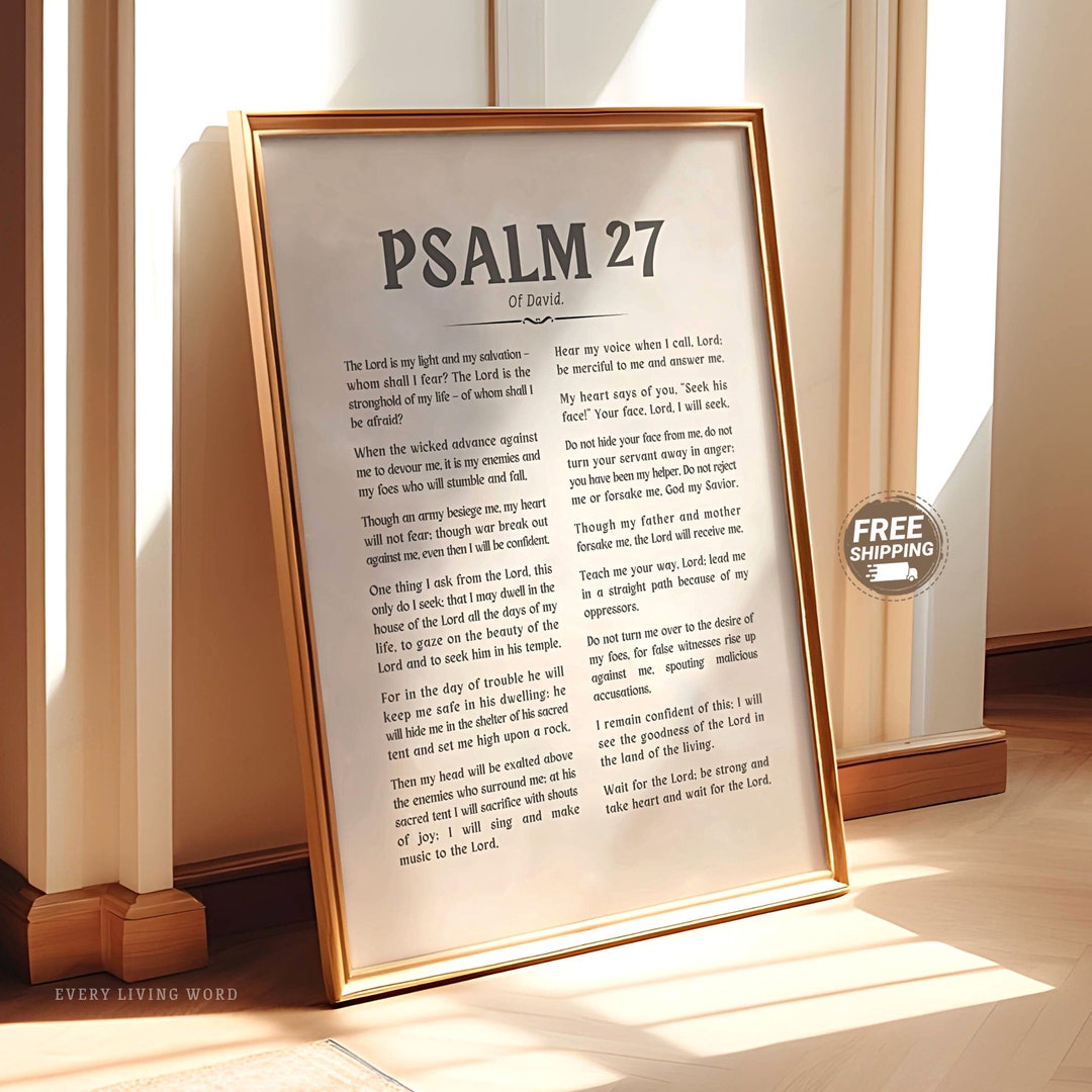Vintage Psalm 27 Decor Shipped, Timeless Bible Verse Wall Art, Modern ...