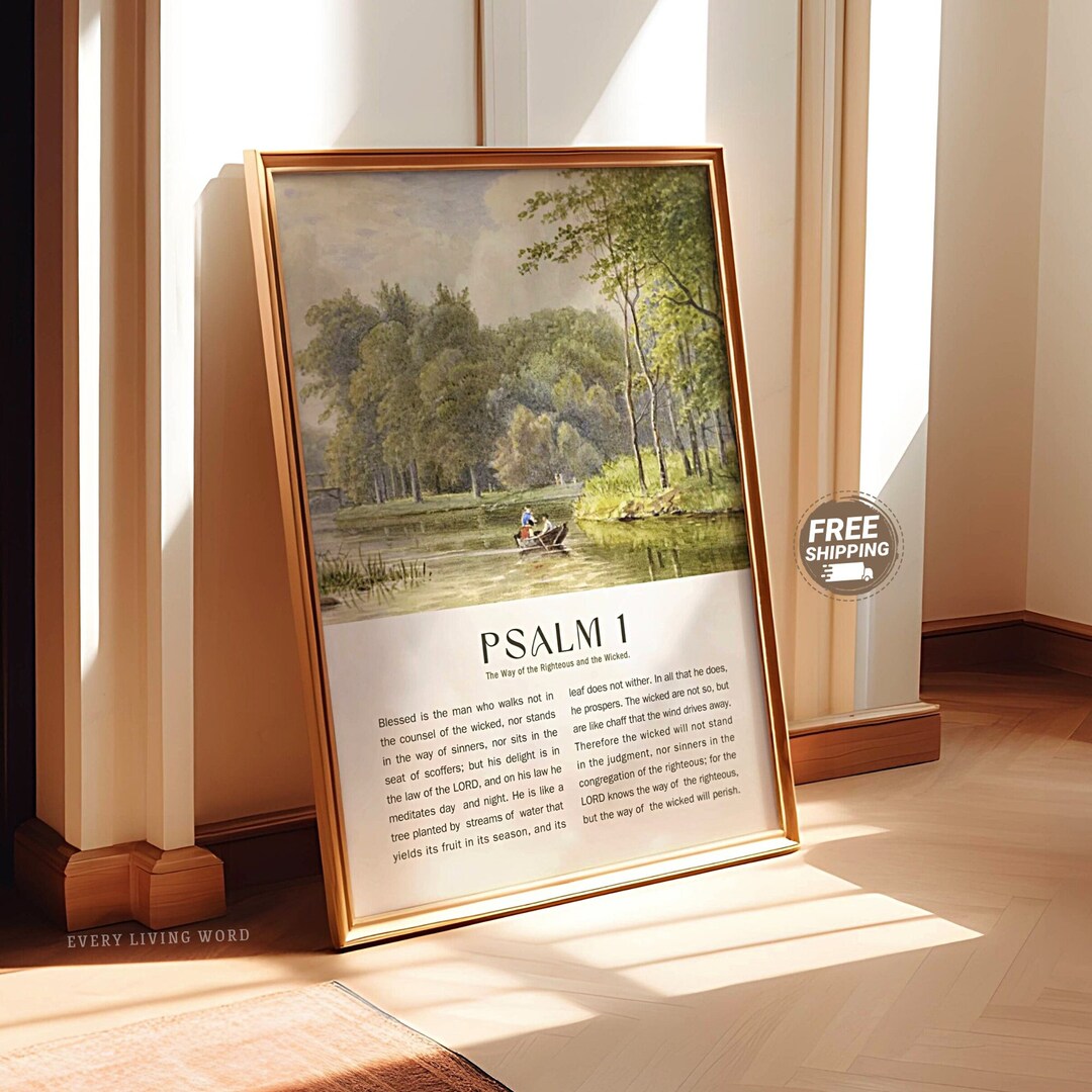 Psalm 1 Poster, Blessed is the Man Christian Wall Art, Scripture Wall ...