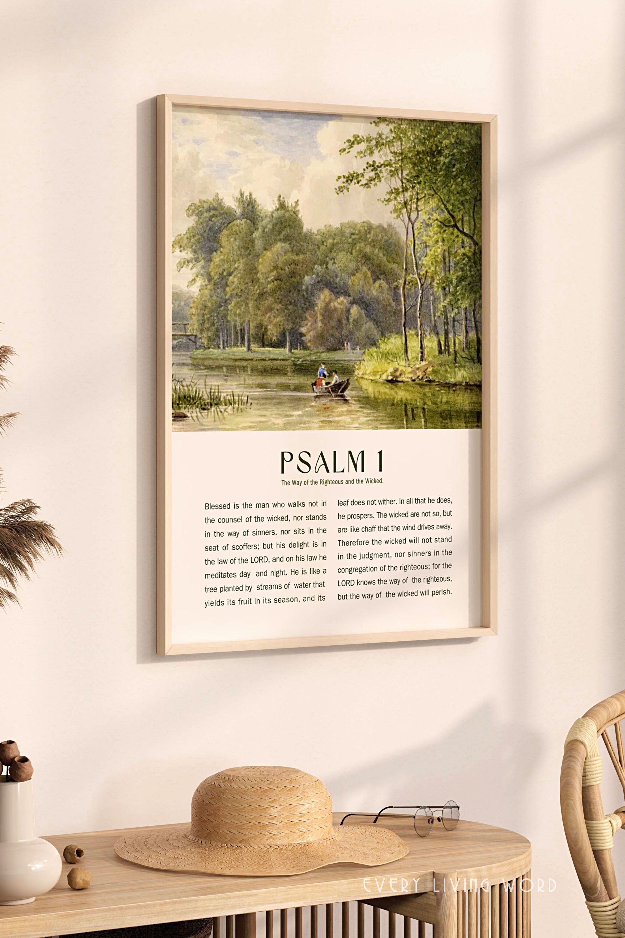 Psalm 1 Poster, Blessed is the Man Christian Wall Art, Scripture Wall ...