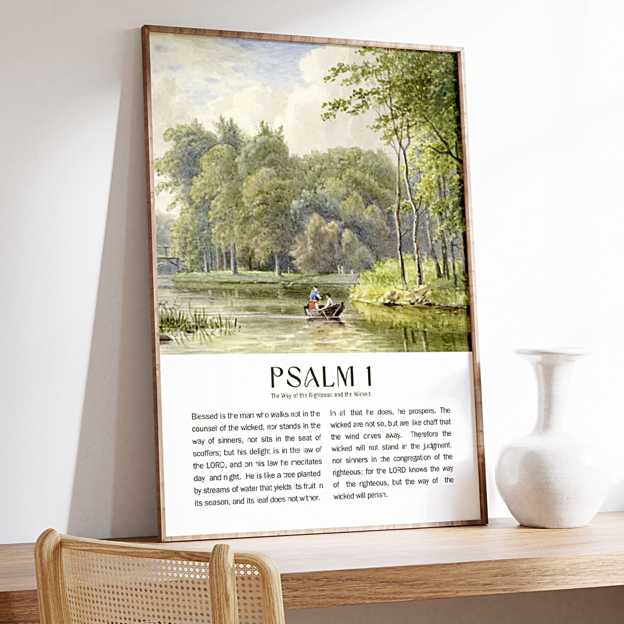 Psalm 1 Poster, Blessed is the Man Christian Wall Art, Scripture Wall ...