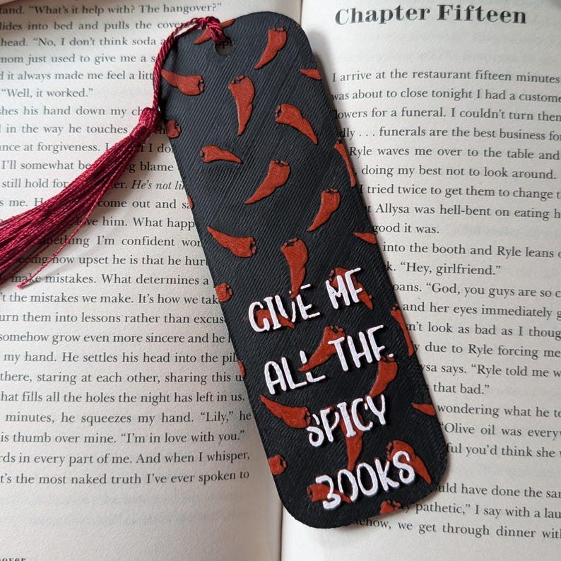 Spicy Books - 3d Printed Bookmark - Etsy