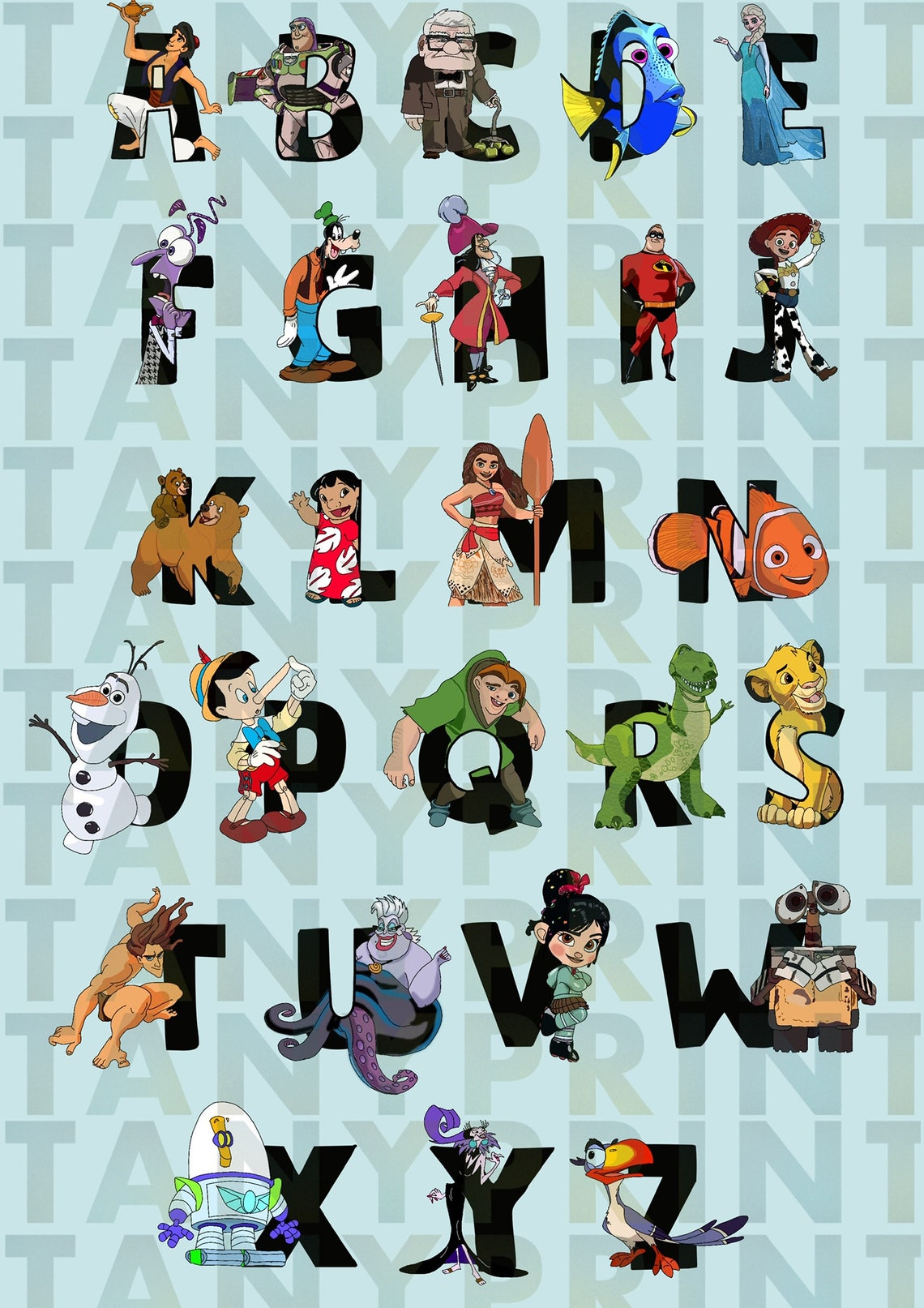 Disney Alphabet Poster at Andrea Mcclelland blog