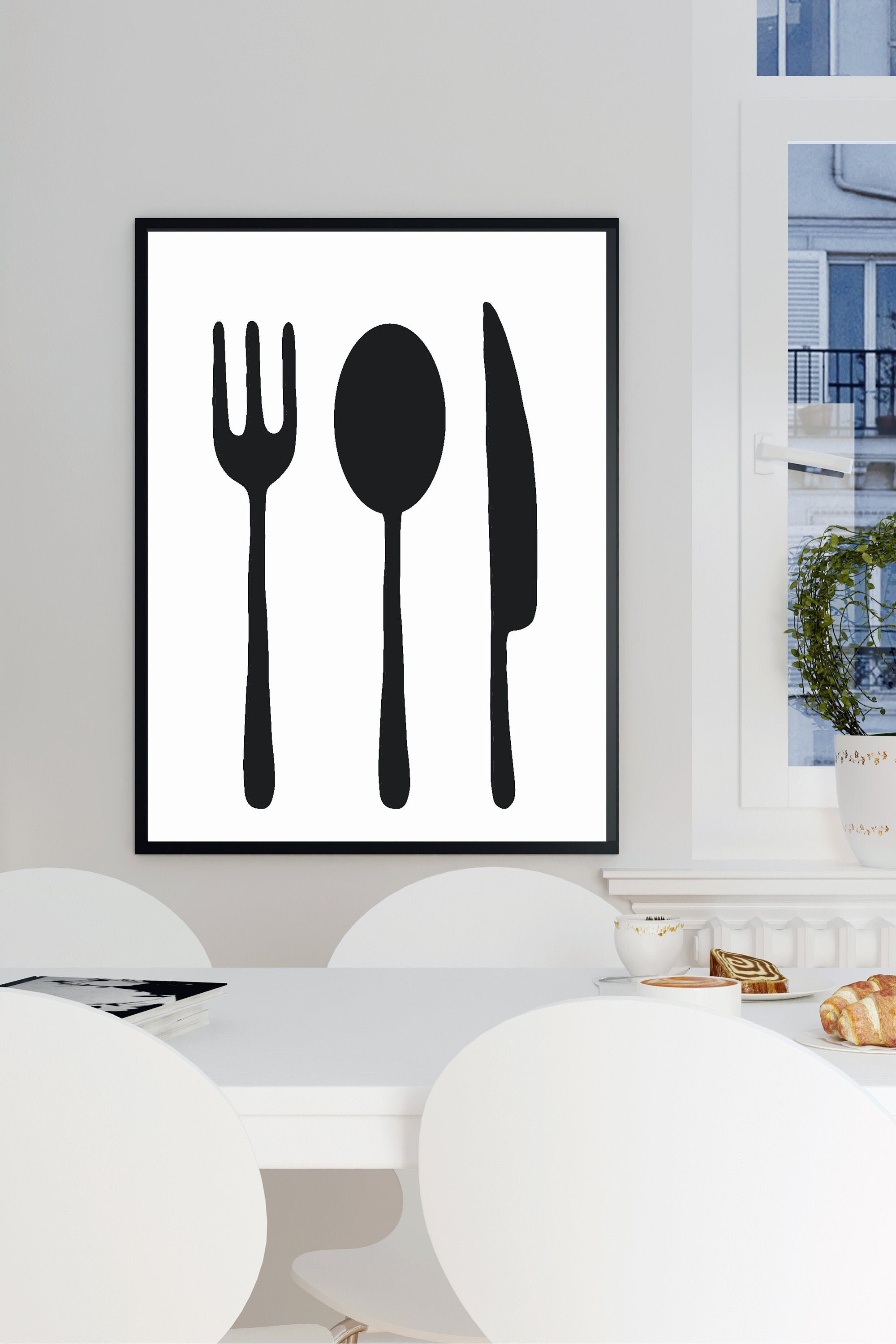 Silverware Art Printable Kitchen Wall Art Black and White - Etsy