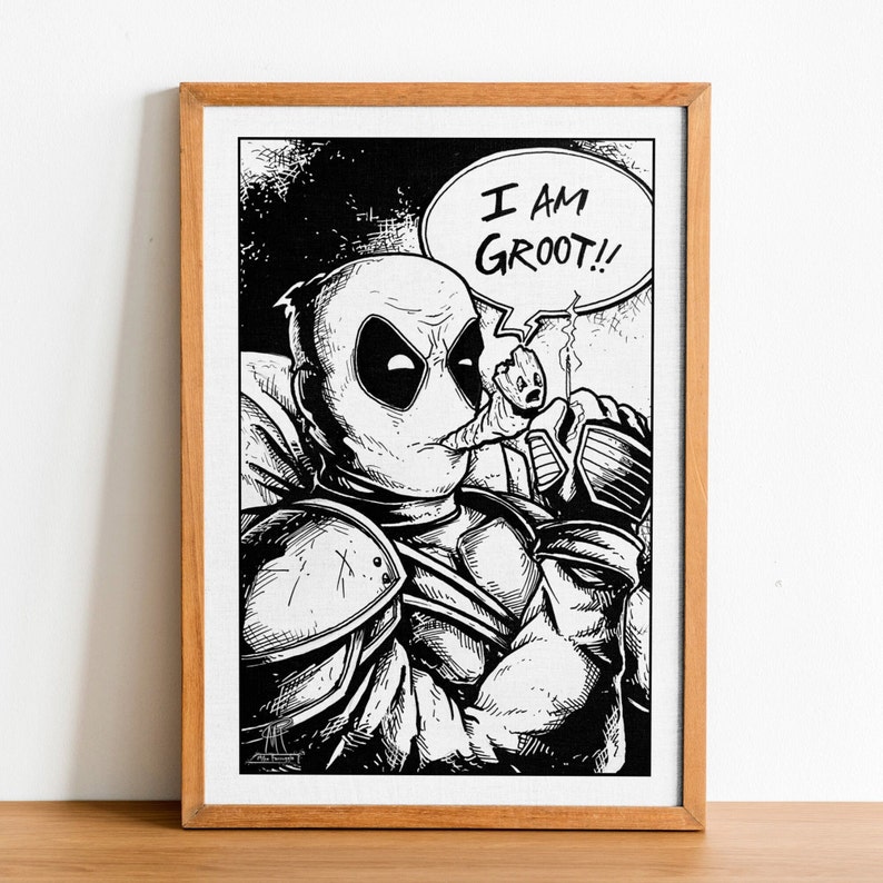 Deadpool Smokes Groot, Unique Art Prints, Fun Gifts - Etsy