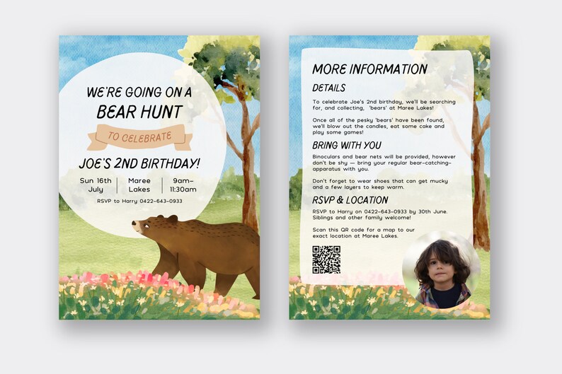 Bear Hunt Birthday Party Invitation Kid's Party Invitation Customizable ...