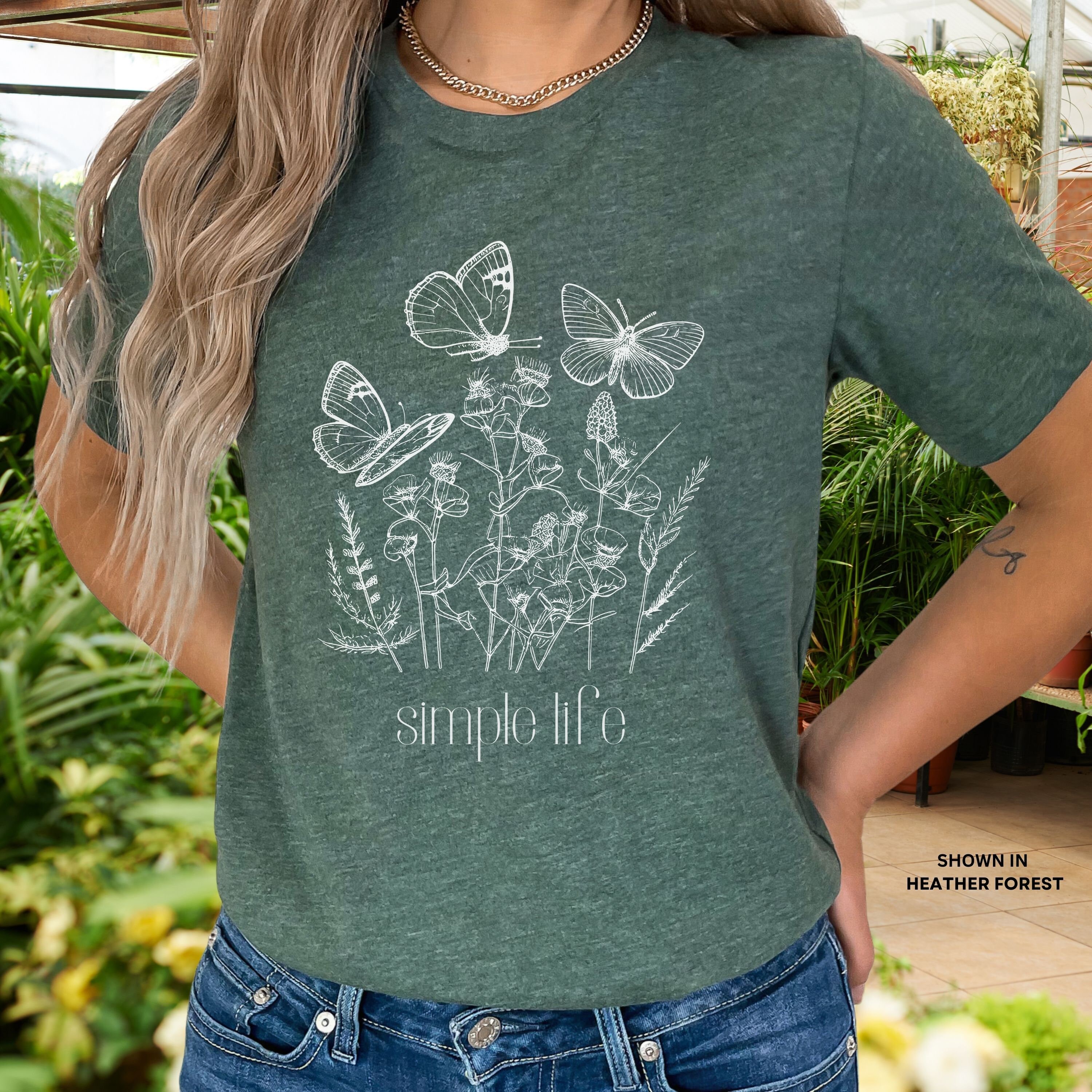 Simple Life Butterflies and Flowers Shirt, Motivational Shirt ...