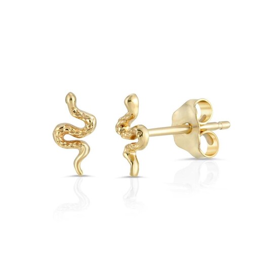 14K Solid Gold Snake Earring-grecian Inspired Gold Snake Stud - Etsy