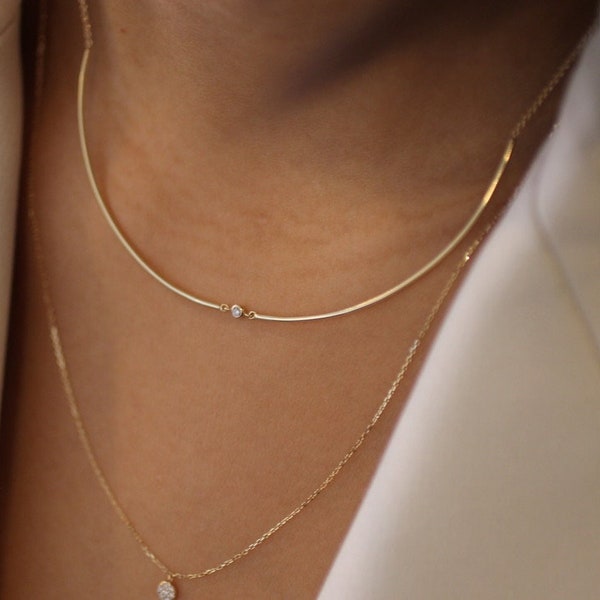 Gold Wire Necklace - Etsy