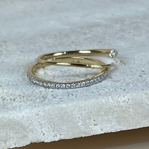 14k Gold Diamond Tusk Ring Unique Open Cuff Ring - Etsy