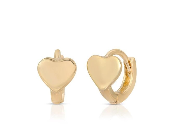 Tiny 5.6mm Heart Helix Hoop, Snug Fit Huggie Hoop Earrings, Small 14K ...