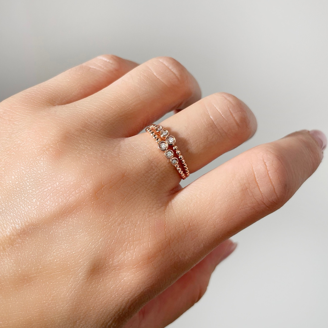 Diamond Beaded Ring - Etsy