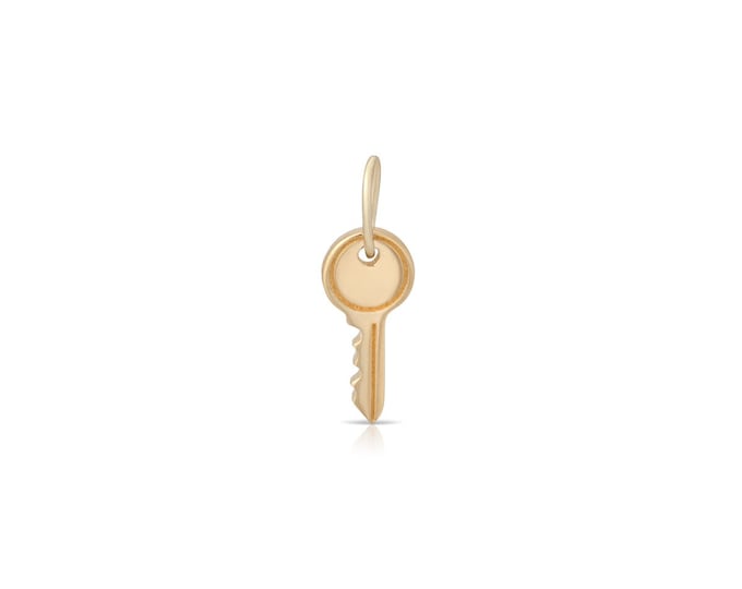 Tiny Solid Gold Key Charm, 14k Gold Key, Gold Key Pendant, 14k Gold Key ...