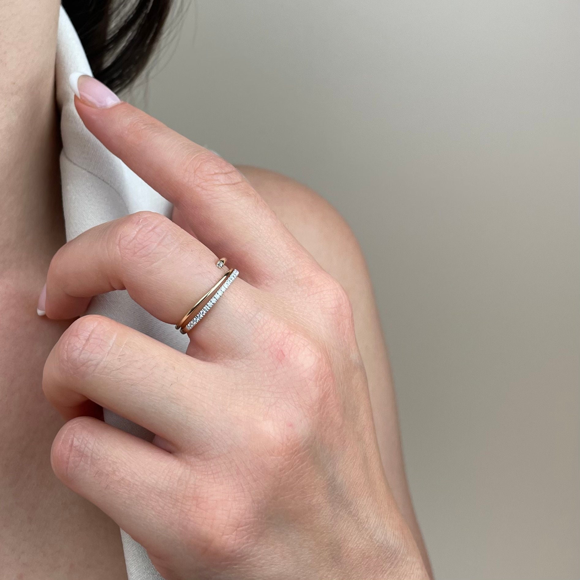 14k Gold Diamond Tusk Ring Unique Open Cuff Ring - Etsy