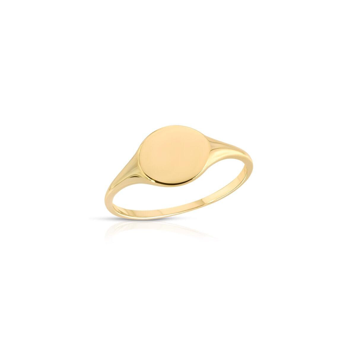 Round Signet Ring Minimalist Signet Ring 14K Gold Signet | Etsy