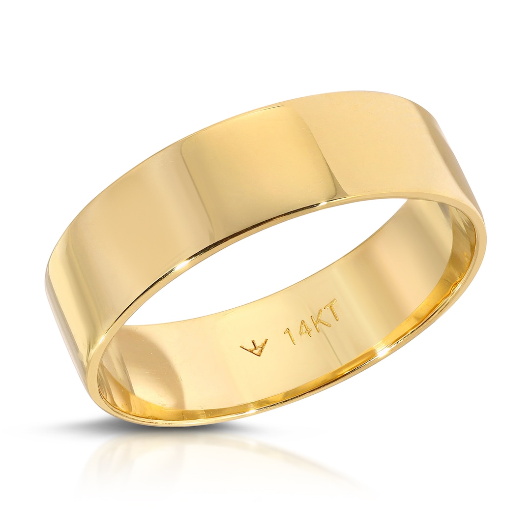 14k Solid Gold Cigar Band Ring - Etsy