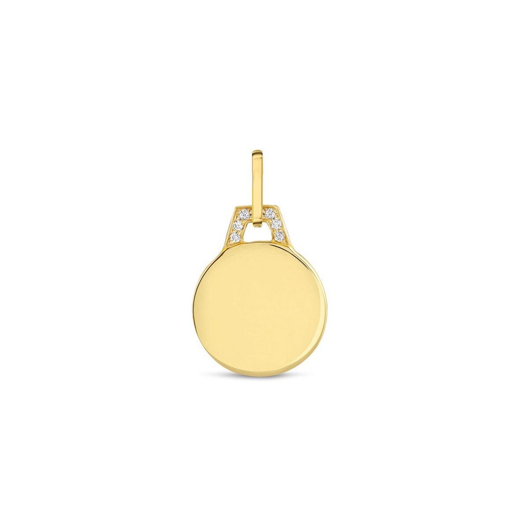 14k Gold Diamond Bail Disk Charm, Disk Pendant - Etsy