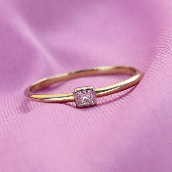 14k Gold Princess Cut Diamond Ring | Etsy