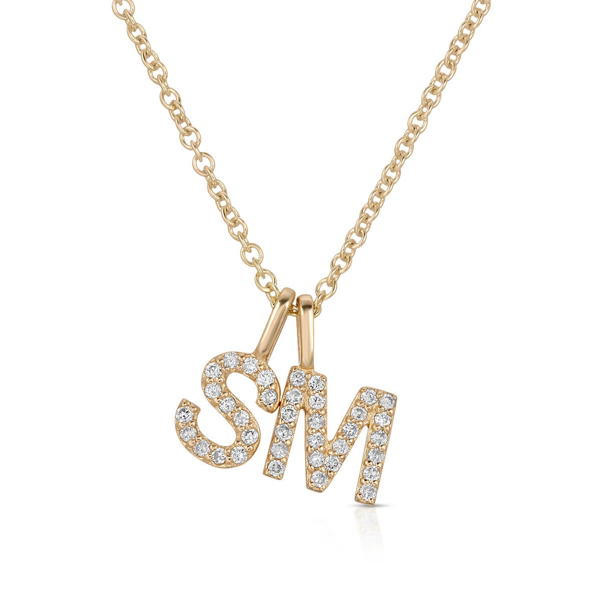 Diamond Initial Charm Diamond Initial Pendant Diamond - Etsy