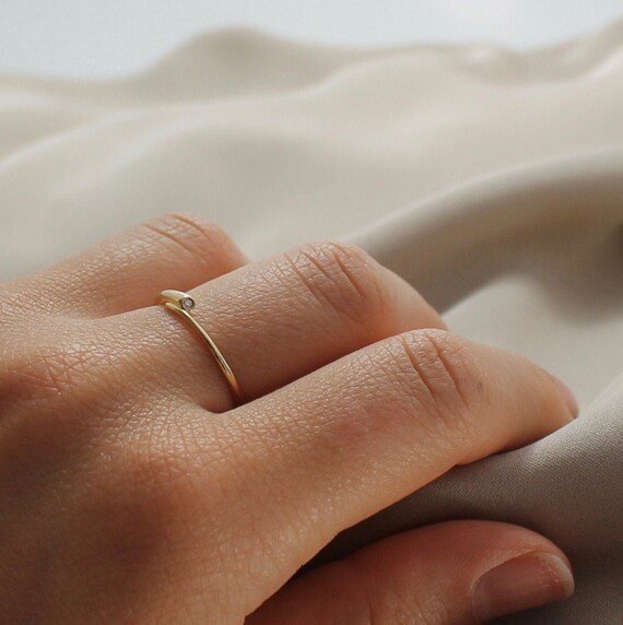 14k Gold Diamond Tusk Ring Unique Open Cuff Ring | Etsy