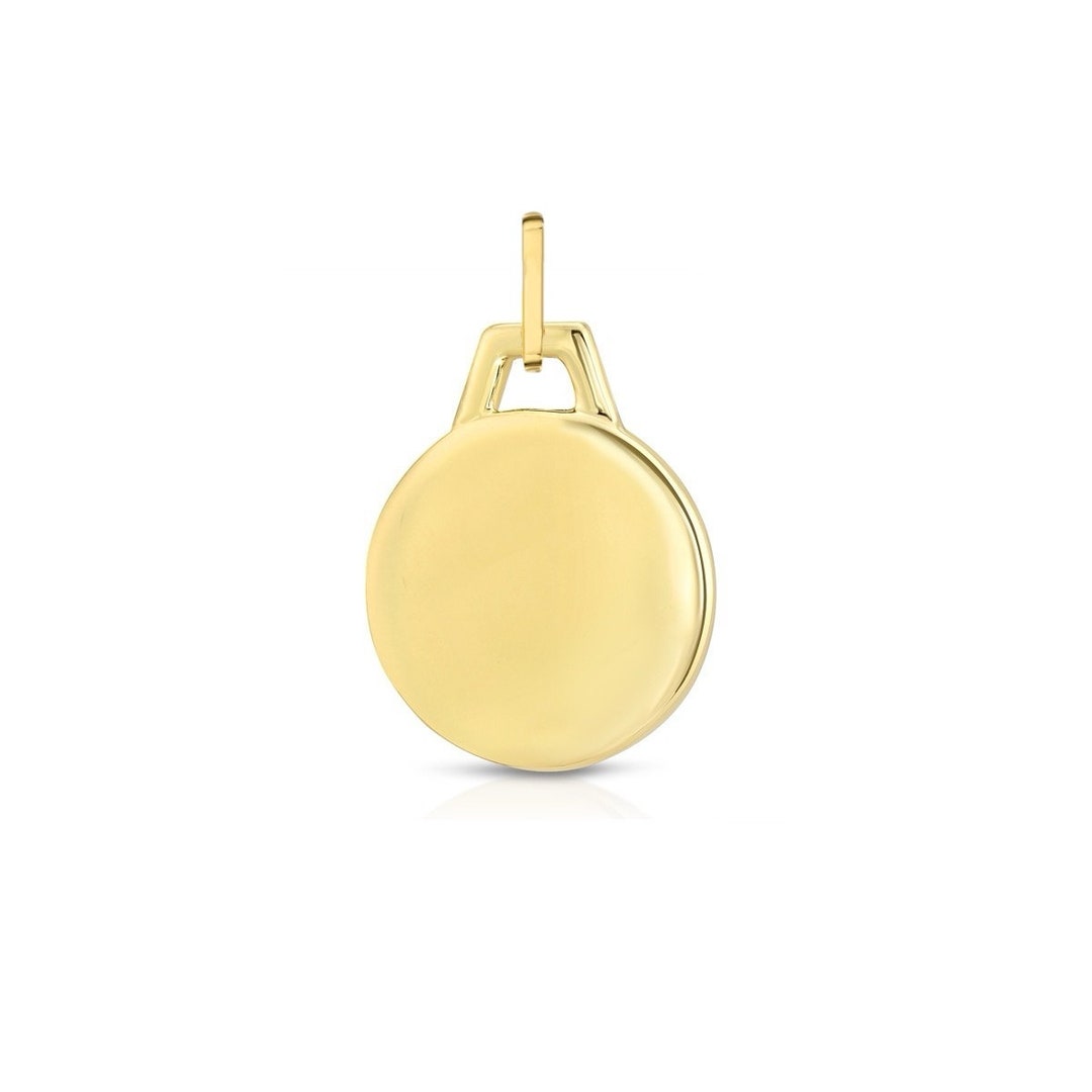 14k Gold Round Disk Charm Pendant - Etsy