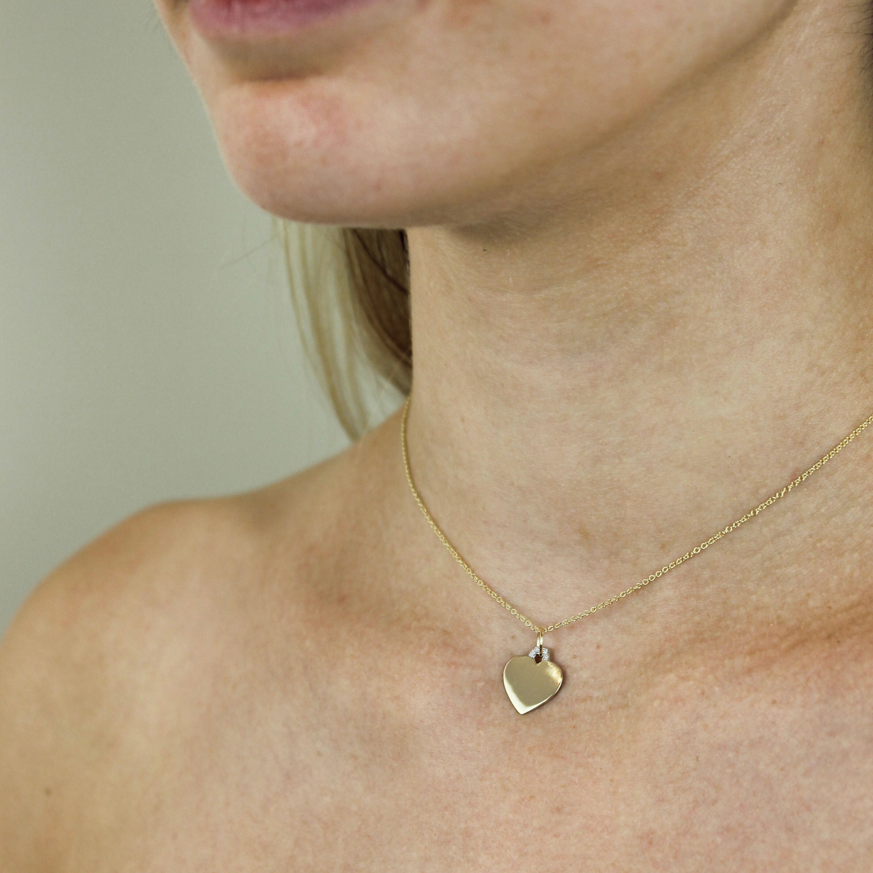 14k Gold Diamond Bail Heart Charm Heart Pendant - Etsy India