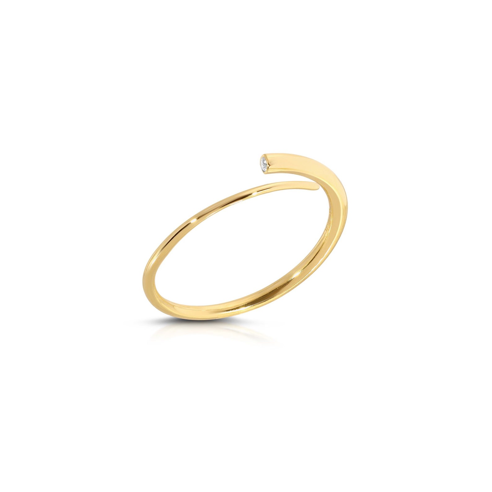 14k Gold Diamond Tusk Ring, Unique Open Cuff Ring - Etsy